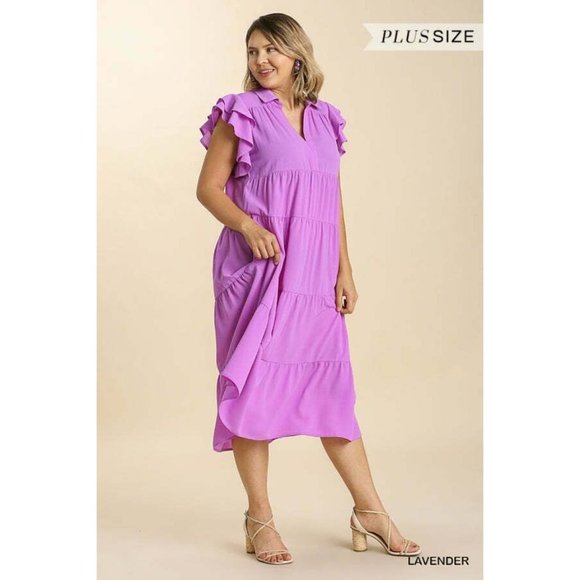 Umgee | Dresses | Umgee Plus Size Lavender Short Ruffle Sleeves Tiered ...